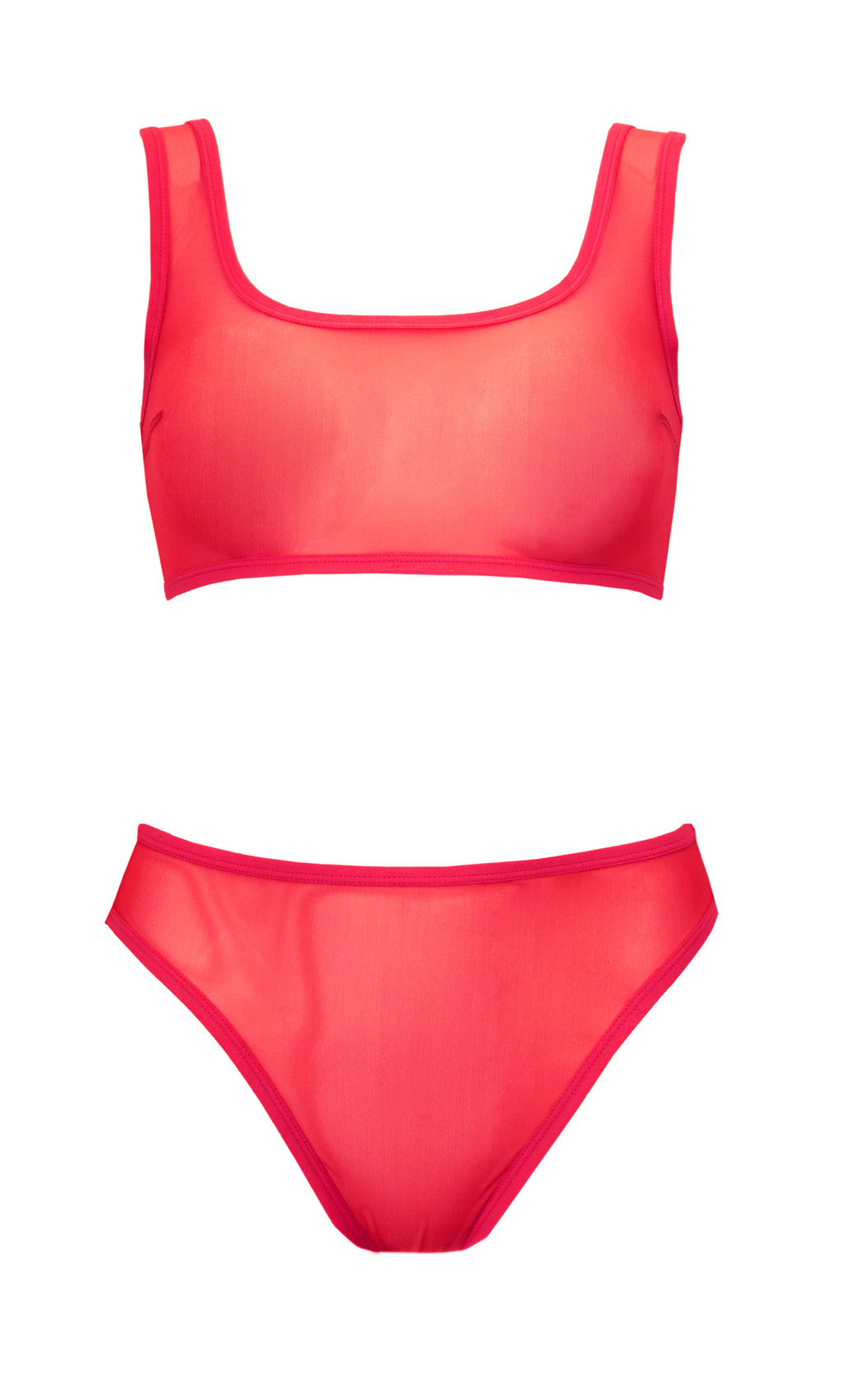 Mesh Bra Top - Cherry Red